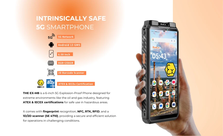 XunLx EX M8 | Intrinsically Safe phone for Zone 2/22